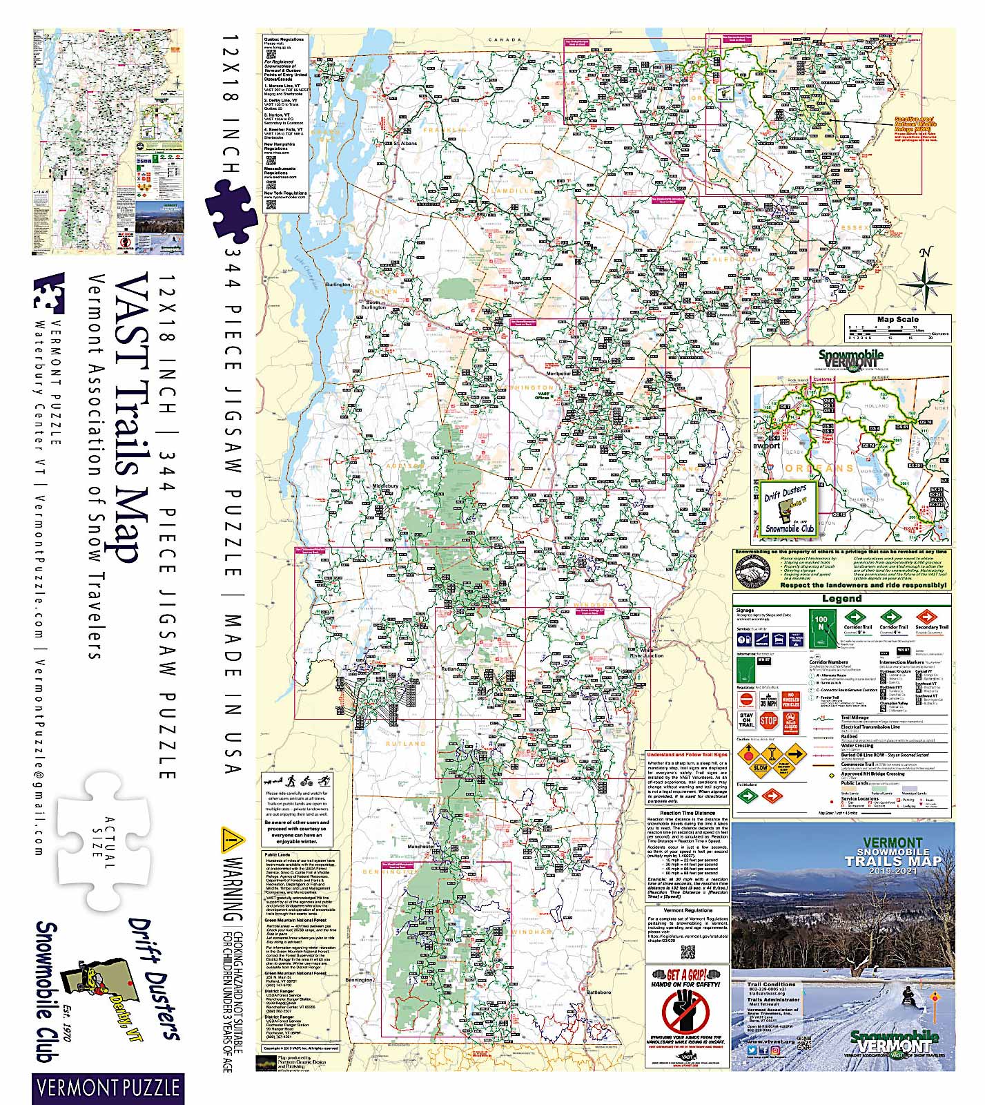 VAST Trail Map Puzzle - Vermont Snowmobile Trail Map Puzzle | Vermont ...